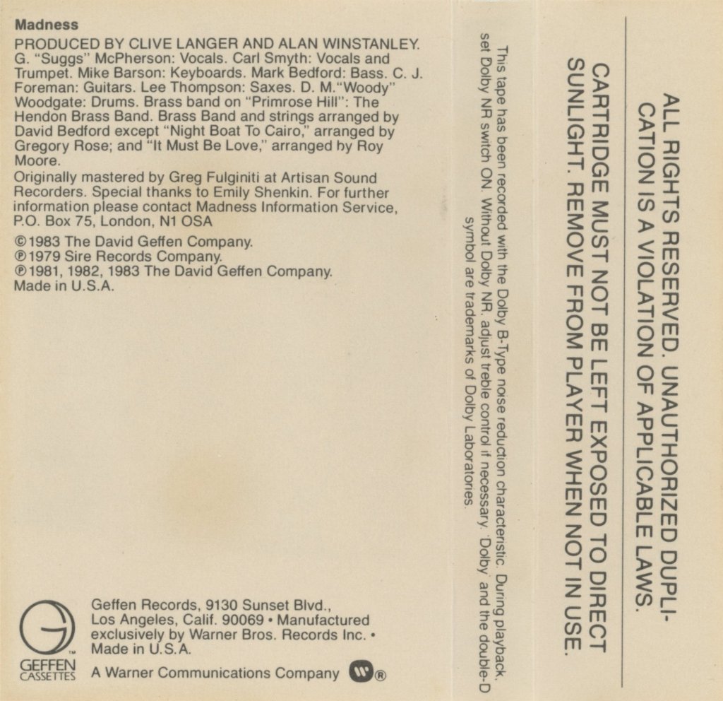 MADNESS, USA, 1983 – Madnessography