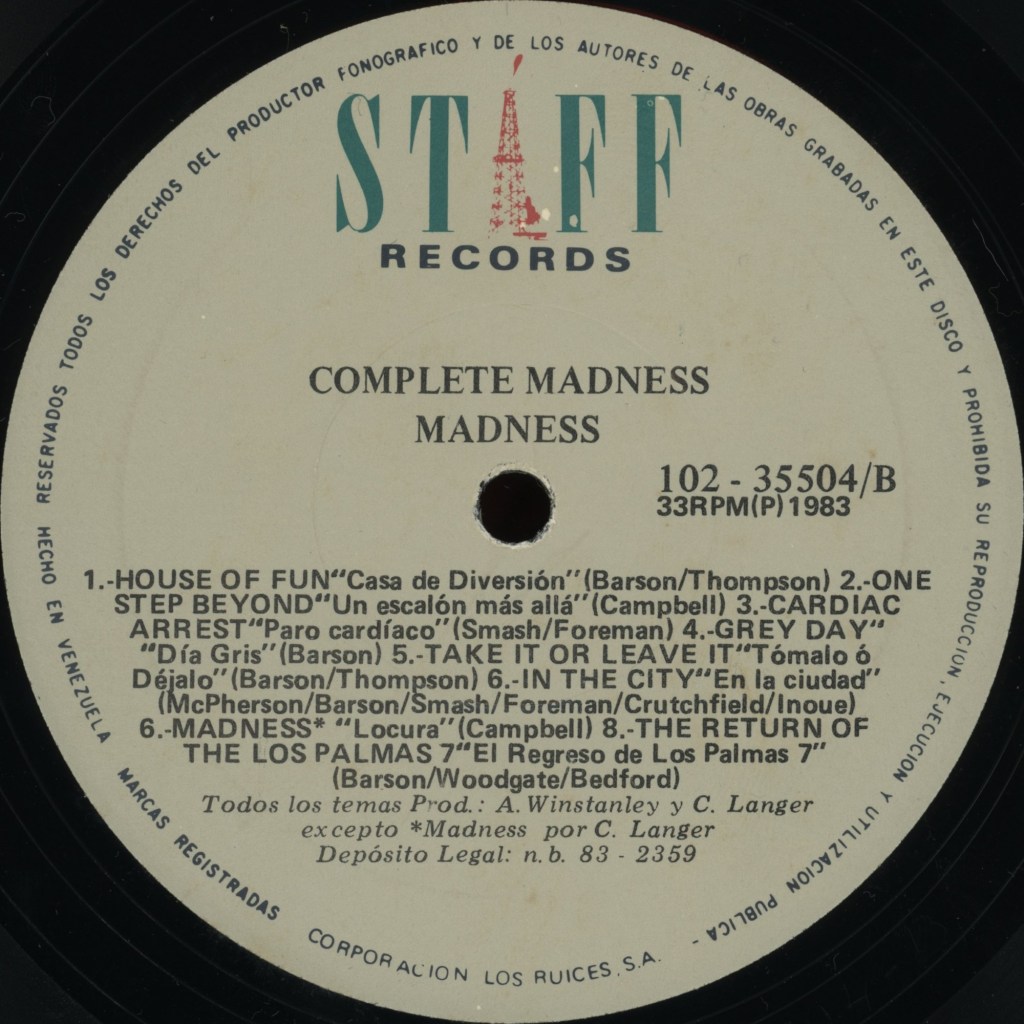 COMPLETE MADNESS, Venezuela, 1983 – Madnessography