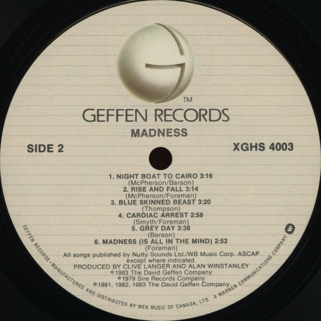 MADNESS, Canada, 1983 – Madnessography