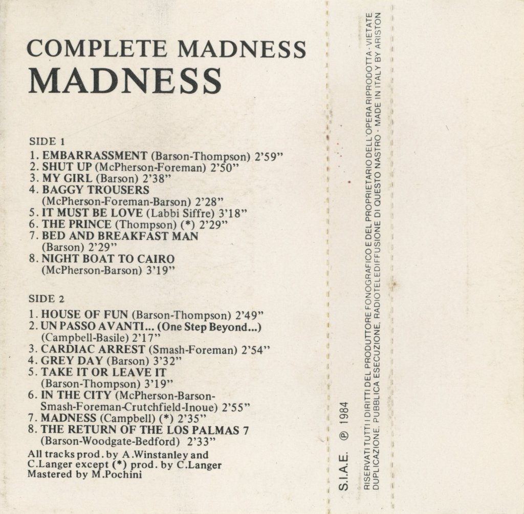 COMPLETE MADNESS, Italy, 1984 – Madnessography