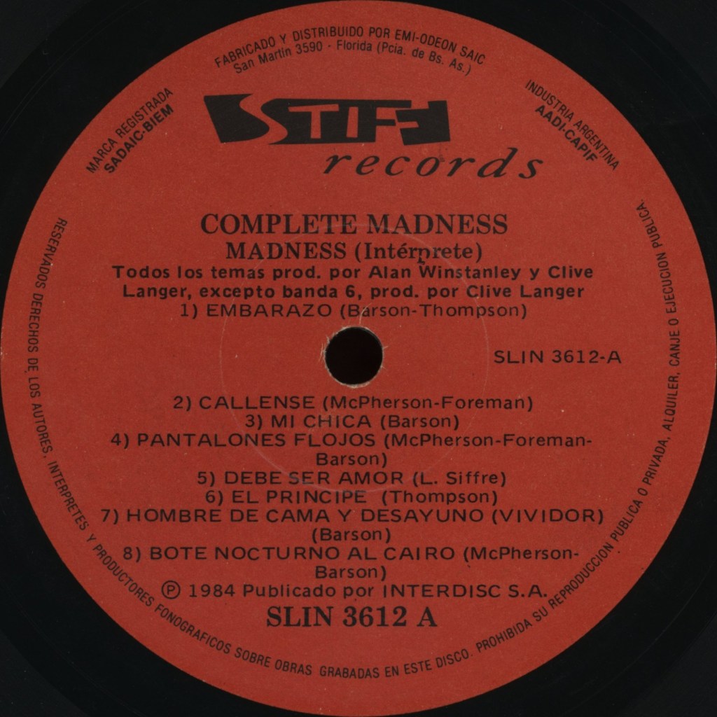 COMPLETE MADNESS, Argentina, 1984 – Madnessography