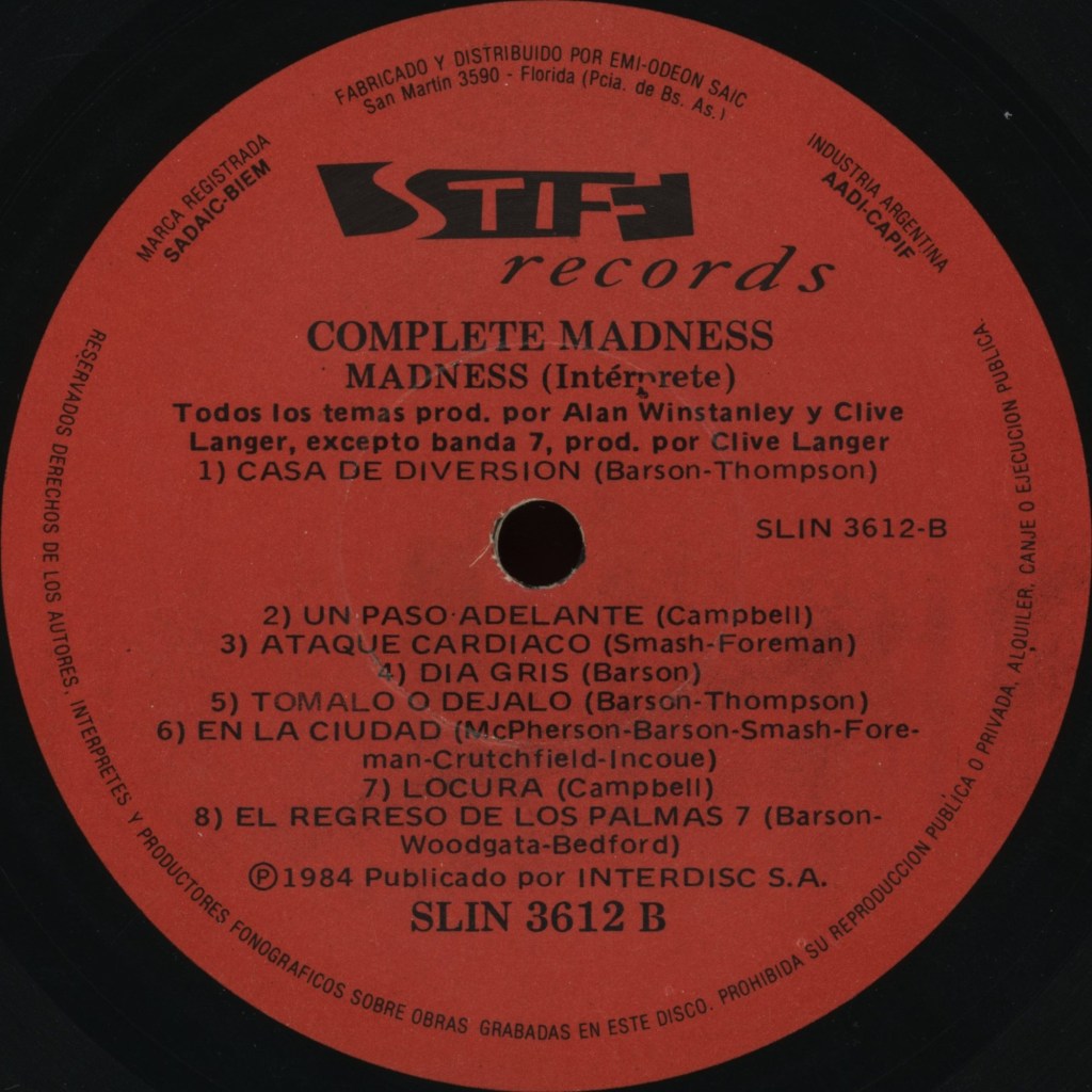 COMPLETE MADNESS, Argentina, 1984 – Madnessography