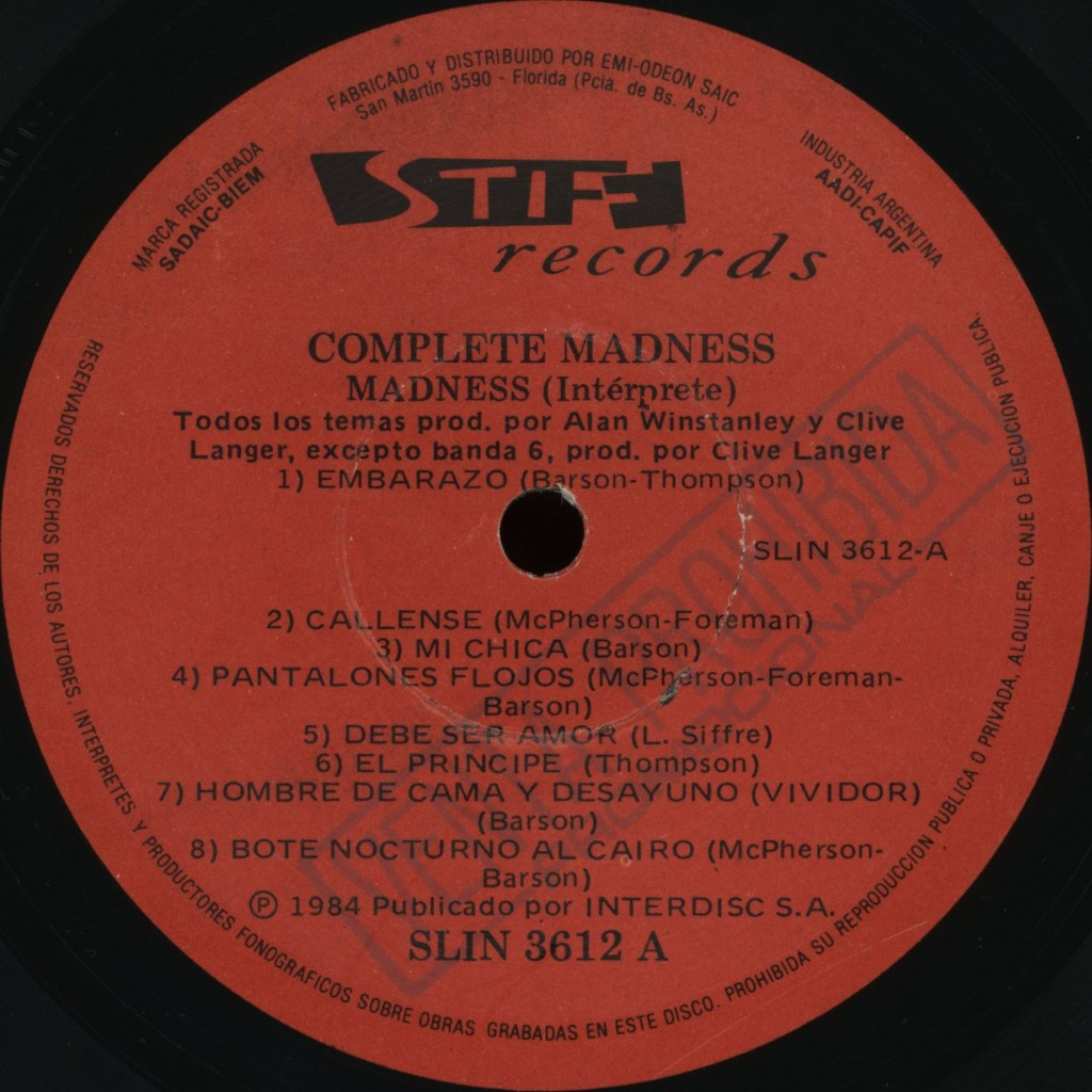 COMPLETE MADNESS, Argentina, 1984 – Madnessography