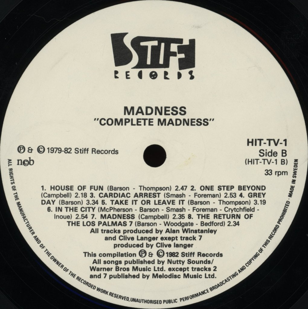 COMPLETE MADNESS, Sweden, 1982 – Madnessography